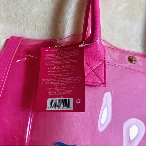 Juicy Couture | Bags | Nwt Juicy Couture Pink Clear Tote Bag Y2k | Poshmark